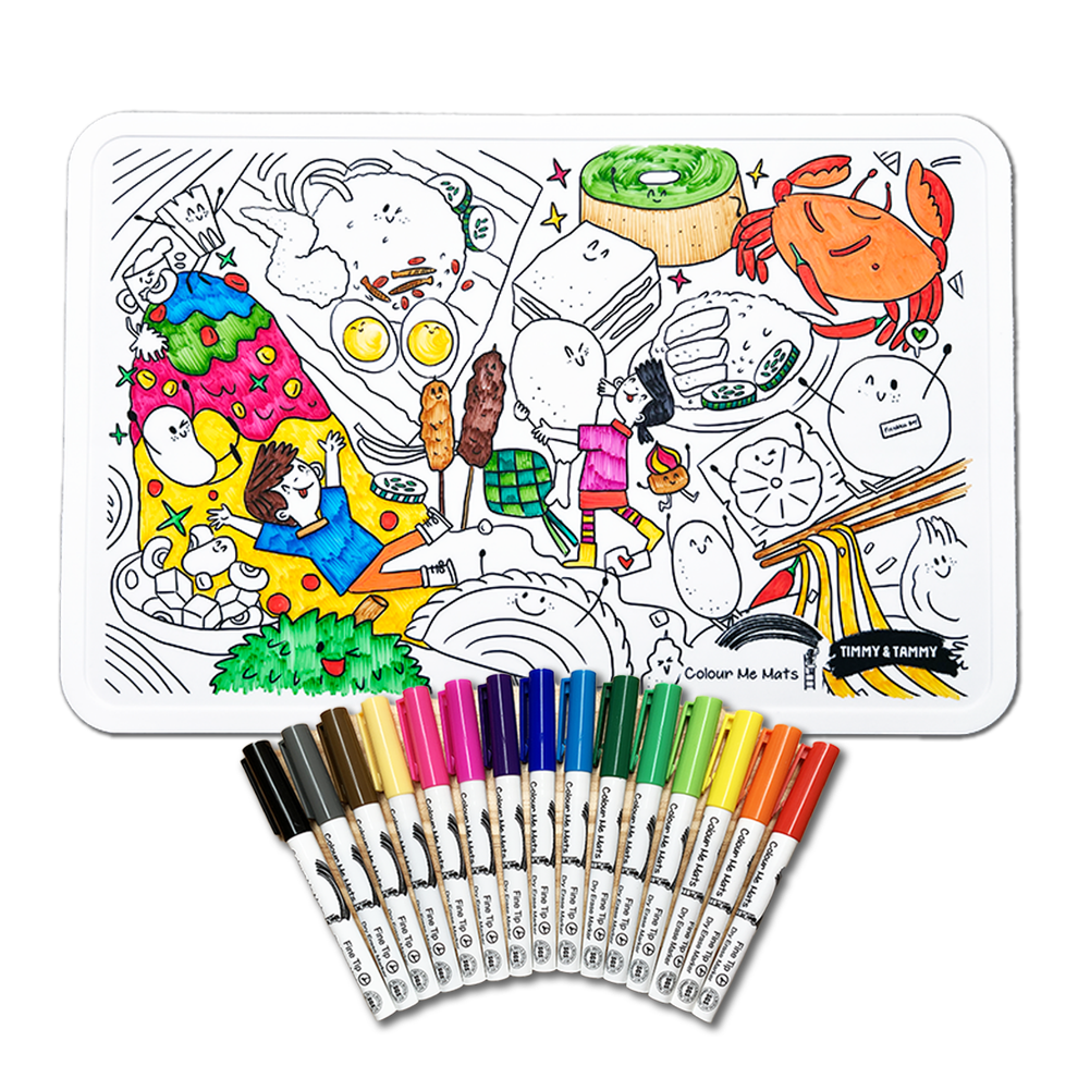 Colour Me Mats - Timmy & Tammy at the Food Court - Reusable Silicone ...